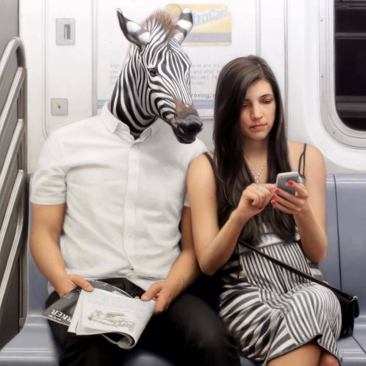Look at These Hyperrealistic Surreal Paintings of NYC Subway Riders ...