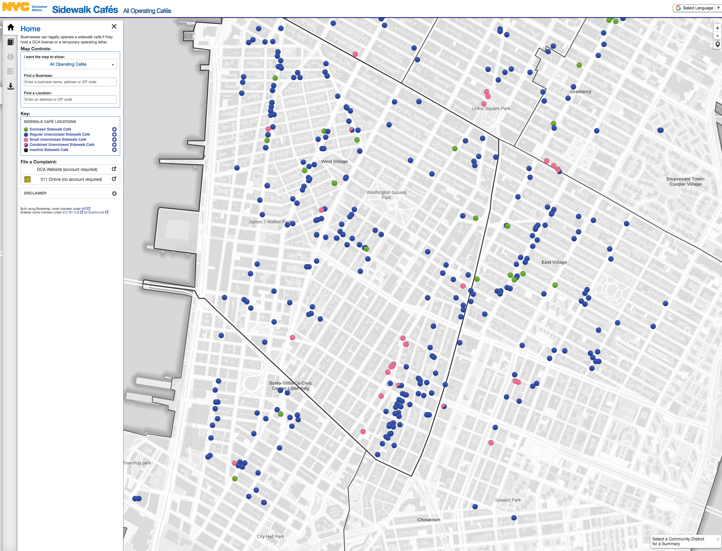 Interactive Map Uses City Data to Show All 1,357 Sidewalk Cafés in the ...