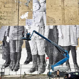 Massive New JR Mural of Ellis Island Children Goes Up in TriBeCa ...