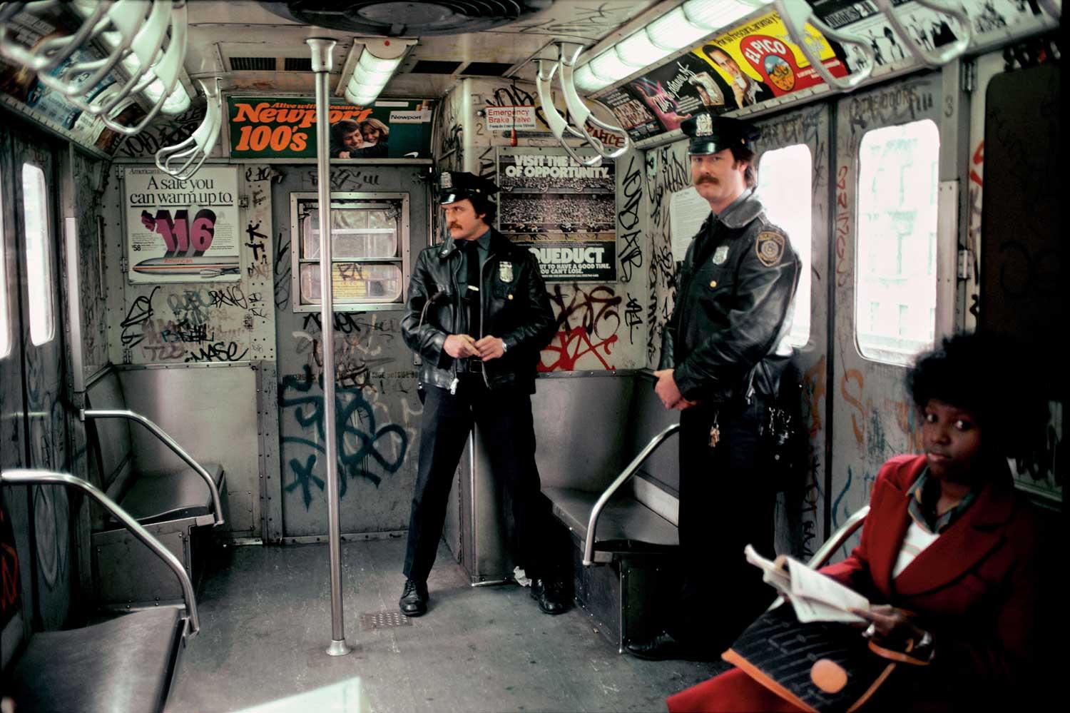 Amazing Photograph of the NYPD Riding the Subway in the 1980's ...