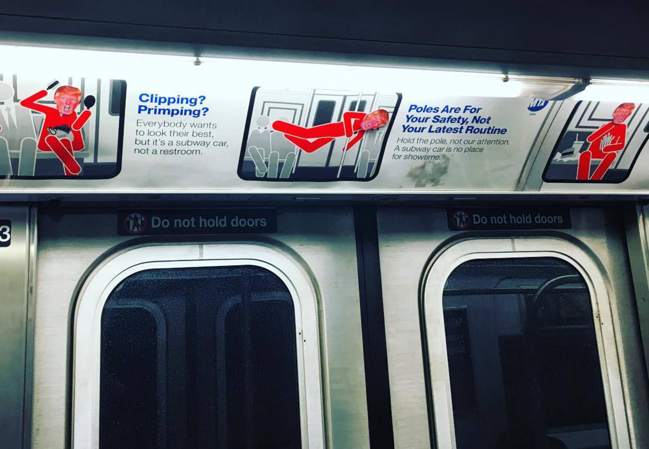 Thousands of Trump Head Stickers Embellish MTA Stick Figures on the ...