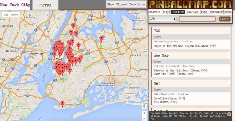 Interactive Map of Every Publicly Accessible Pinball Machine in New ...